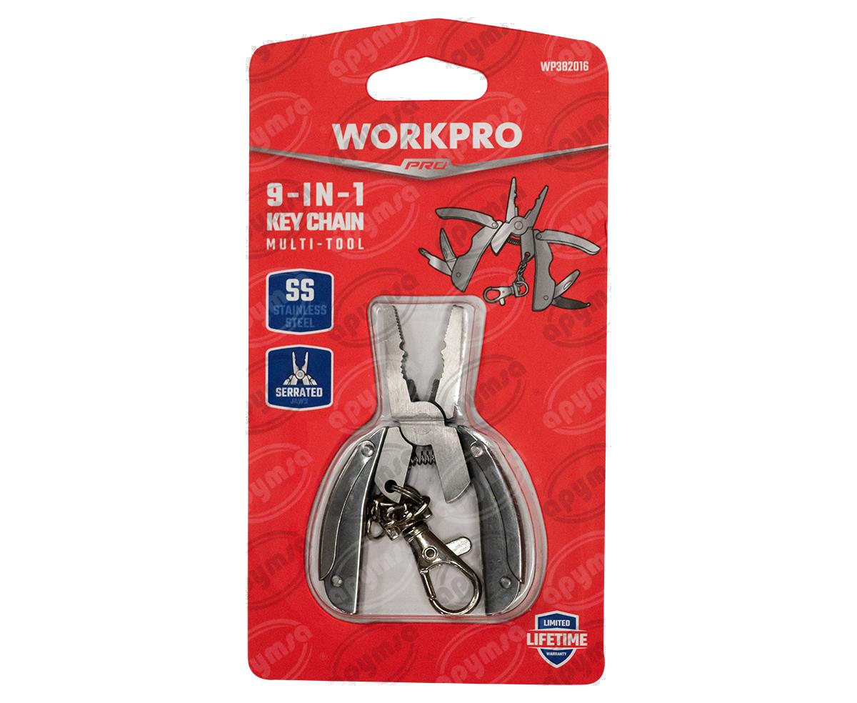 LLAVERO METALICO ACCESORIO 1PZ MULTIFUNCIONAL 9 EN 1 WORKPRO WP382016