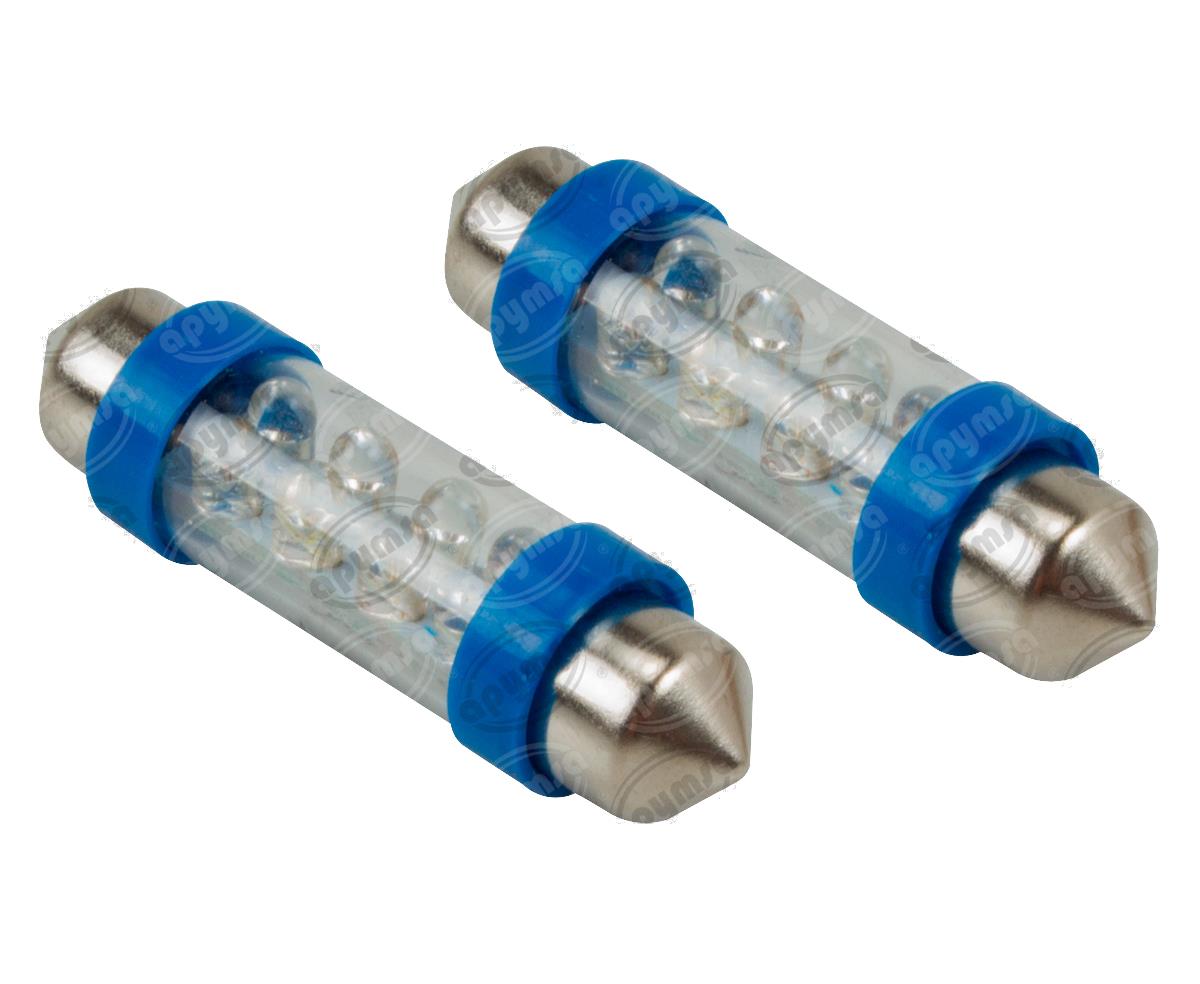 FOCO LEDS FESTOON TIPO FUSIBLES AZUL 12V 8 LEDS 2PZ QBH STAR 10X41