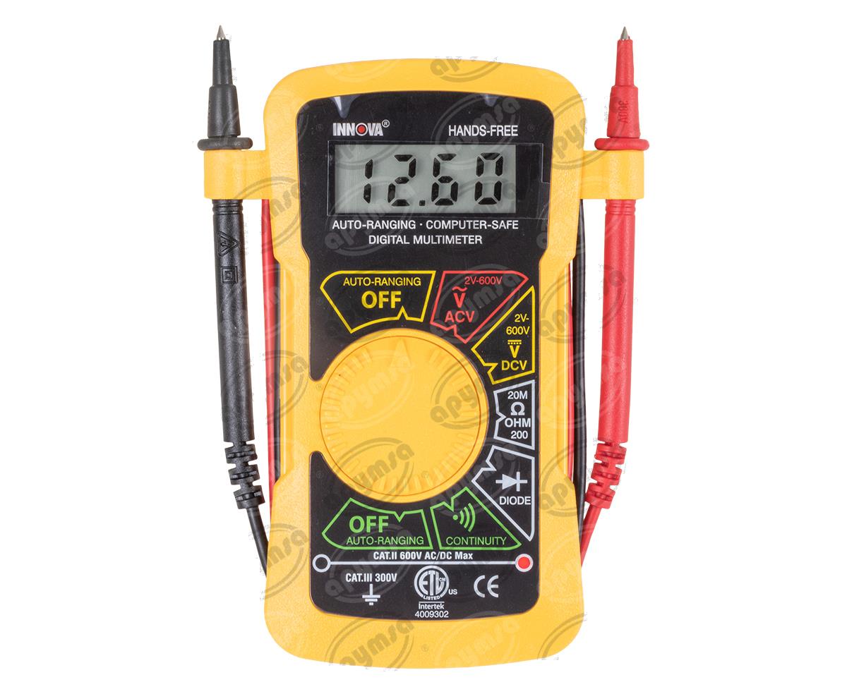 MULTIMETRO DIGITAL AUTOMOTRIZ CORRIENTE Y AMPERAJE AMARILLO INNOVA 3300